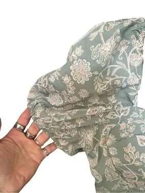 Free People | Pants & Jumpsuits | Free People Sage Floral Puffsleeve ...